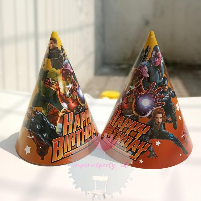 Jual Topi Ulang Tahun Bday Happy Birthday Kerucut Segitiga Avengers ...