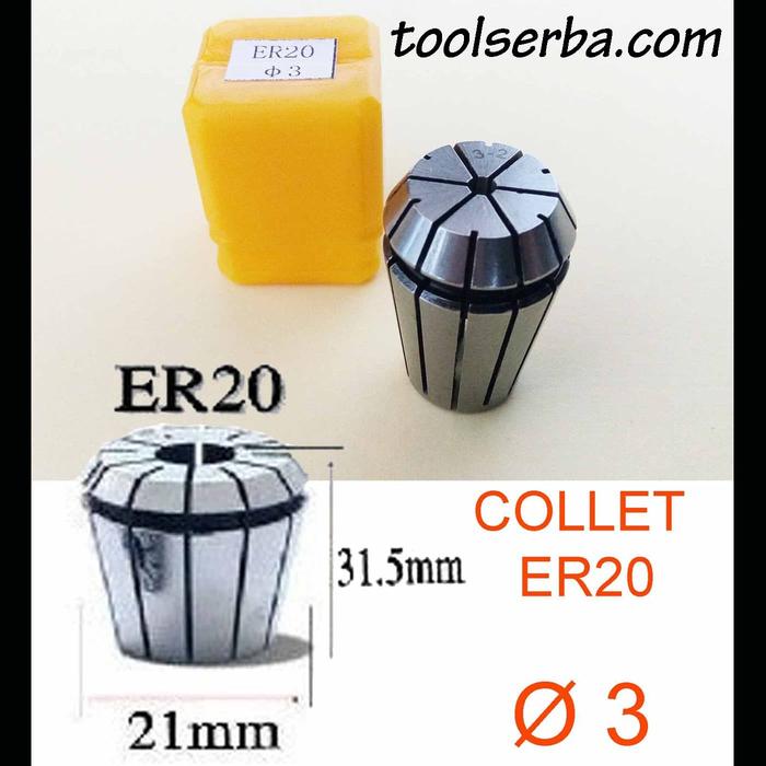 Jual Collet ER 20 - 3 COLLET CHUCK ER20 Untuk Arbor Mesin Milling Frais ...