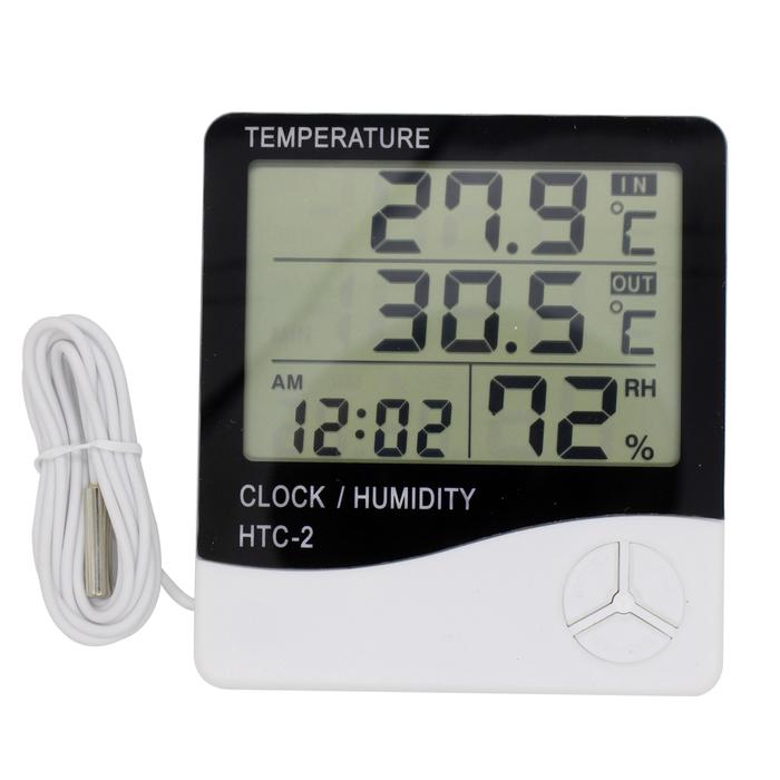 Jual HTC-2 Thermometer Suhu Hygrometer Clock Temperature Humidity Meter ...