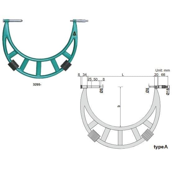 Jual Outside Micrometer W/Extension Anvil Collar 900-1000m Insize 3205 ...