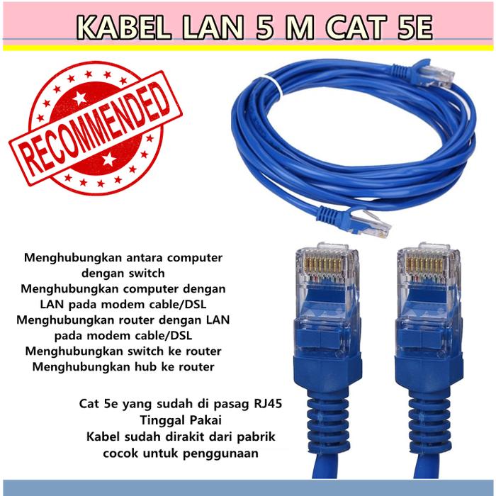 Jual Kabel LAN 5Meter RJ45 Cat5e 5 Meter UTP Cable 5 M Patch Cord ...