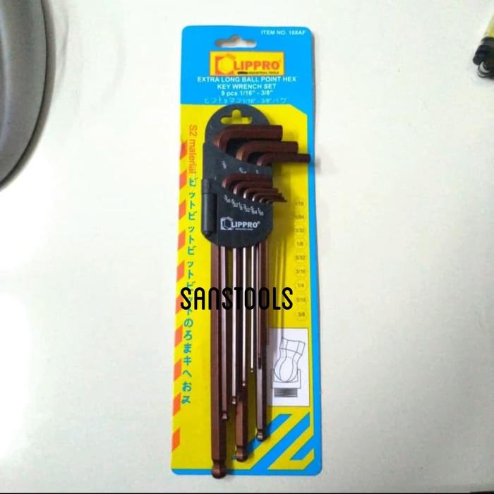 Jual kunci L ball point set lippro Inch 168AF ballpoint hex key wrench ...