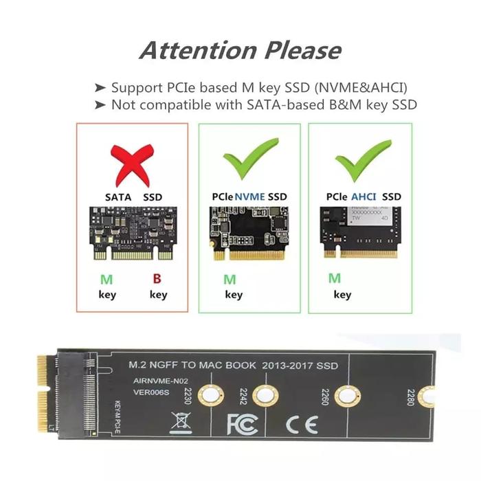 Jual Long Adapter SSD 12+16 pin M.2 NVME Mac Book Air / Pro Mid 2013 ...