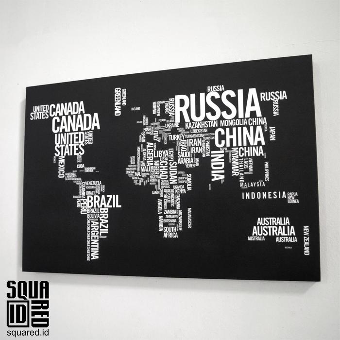 Jual hiasan dinding poster peta dunia negara 90x60cm - Kab. Karawang ...