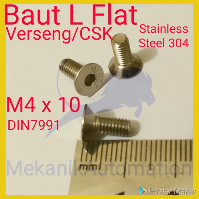 Jual Baut L Flat M4 x 10 Verseng Stainless 304 - Jakarta Timur - Mekanikautomation | Tokopedia