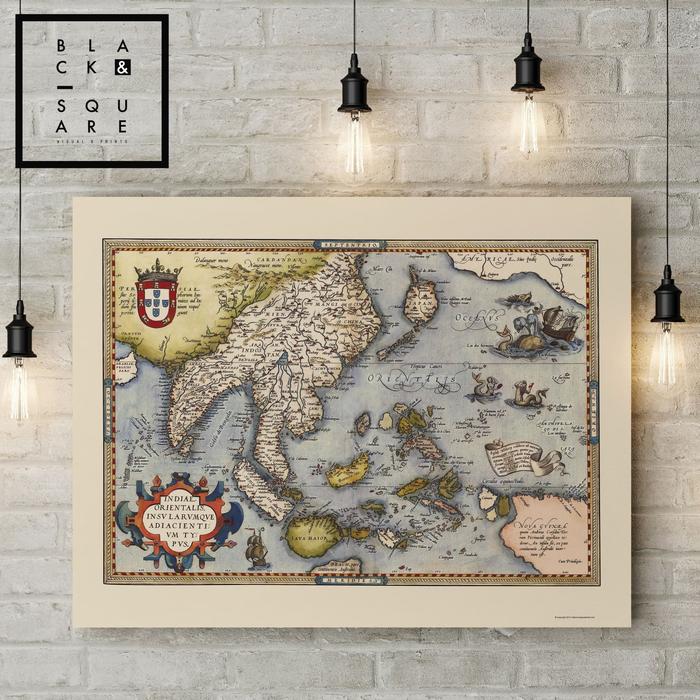 Jual Peta Indonesia Vintage / Antique - Replica Vintage Map + Frame ...