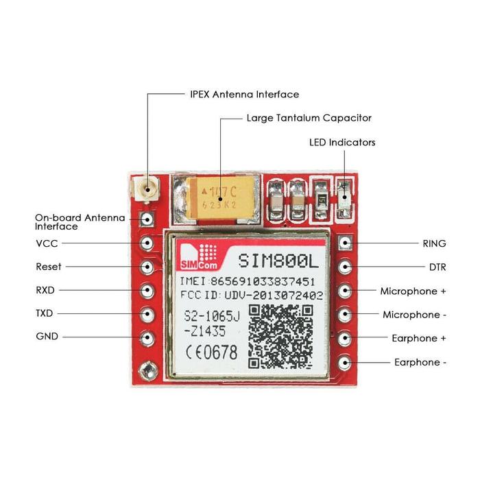 Jual Sim800l Module Serial Gsm Quad Band Modem Gprs Sms Gateway Sim ...