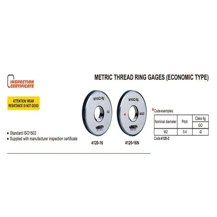 Jual Alat Ukur Thread Ring Gage, 6g, Go, ISO 1502 M16x2 Insize 4120-16 - Jakarta Utara ...