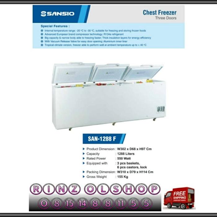 Promo CHEST FREEZER SANSIO SAN 1288F LEMARI PEMBEKU 3 PINTU SAN 1288 F ...