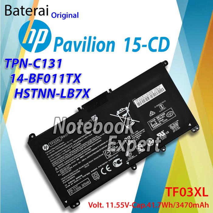 Jual Baterai HP Pavilion 15-CD TPN-C131 14-BF011TX TF03XL Original ...