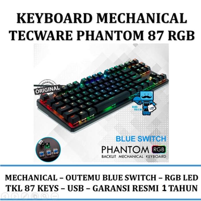 Jual Tecware Phantom 87 Key RGB Led Outemu Blue Switch Mechanical ...