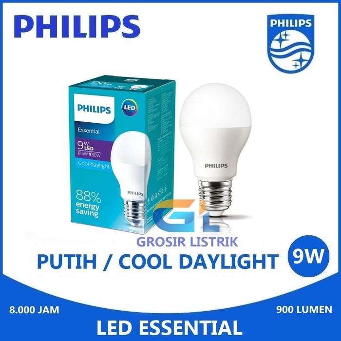 Jual Lampu Philips LED Essential 9W Putih Cool Daylight (9 Watt W ...