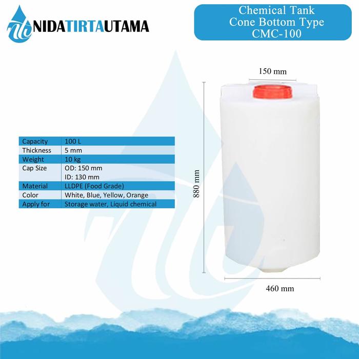 Jual Chemical Tank - Tangki Kimia - 100 L - Cone Bottom Type - Tipe ...