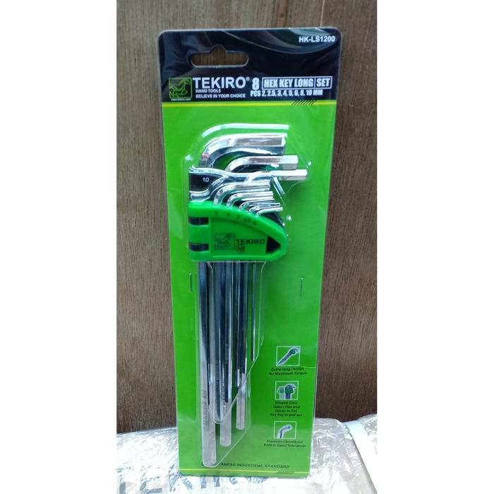 Jual TEKIRO HEX KEY LONG SET 8 PCS 2 - 10 MM - KUNCI L SET LONG 8 PCS ...