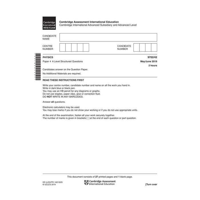 Jual A level Physics 9702 May/June past papers and mark schemes 2015 ...