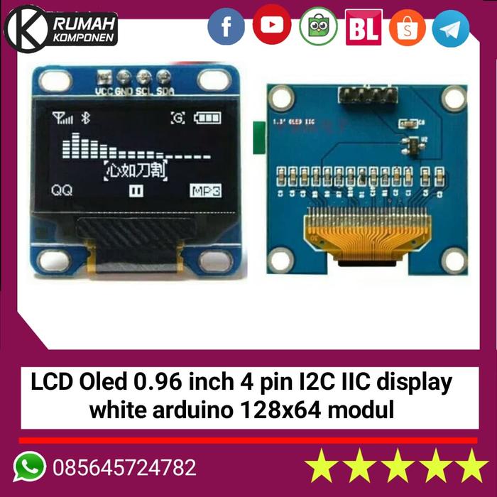 Jual LCD Oled 0.96 inch 4 pin I2C IIC display white arduino 128x64 ...