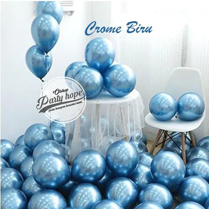 Promo balon chrome biru / balon metalik chrome / balon latex metalic ...
