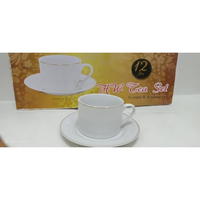 Jual (6 Pcs) Cangkir Set Hw (lis Emas) I Cup And Saucer I Tea Set Hw ...
