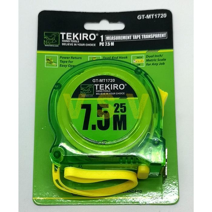 Jual Tekiro Meteran 7.5m transparan / measuring tape 7.5m transparan ...