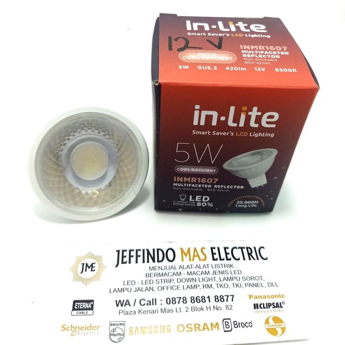 Jual LED HALOGEN MR16 5W 12V/INMR1607 INLITE IN LITE 5 WATT 5 W TUSUK ...