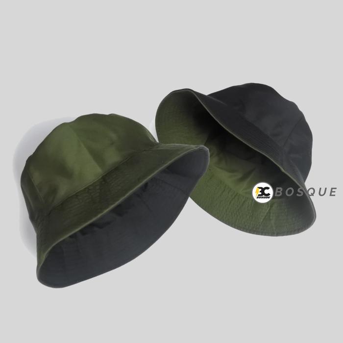 Jual Topi Bucket Hat Bolak Balik 2 warna Japan drill Hitam - Army - Kab ...