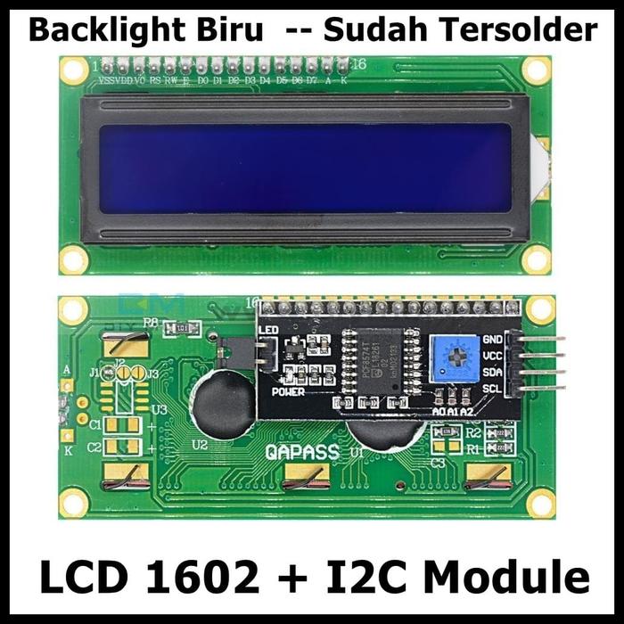 Jual LCD 1602 plus I2C module Blue Biru Backlight 16x2 Display ...