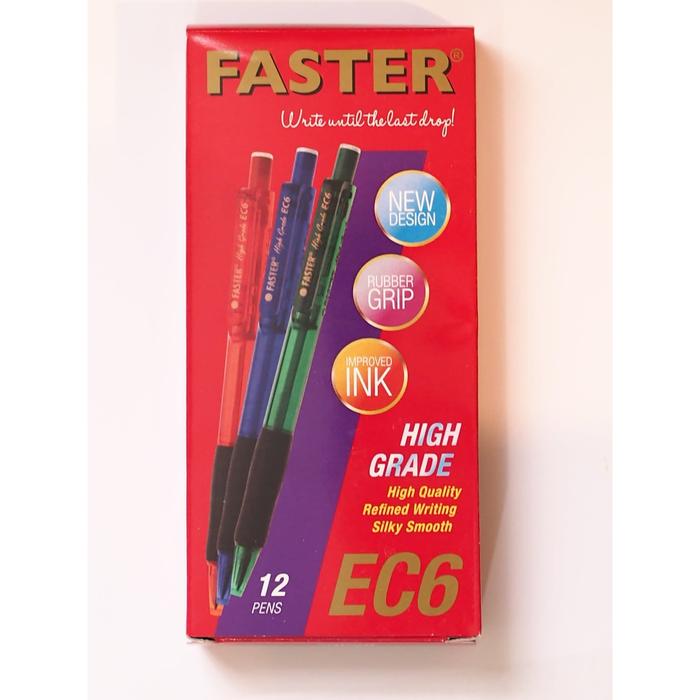 Promo Ballpoint/ Pulpen Faster EC6, 0.7mm isi 12 pcs- Black - Kota ...