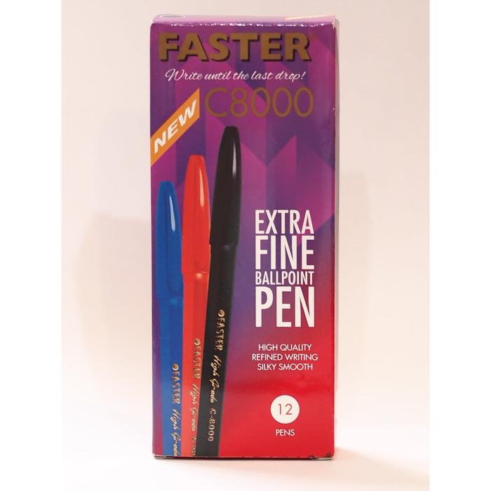Promo Ballpoint/ Pulpen Faster C8000, 0.7mm isi 12 pcs - Black - Kota ...