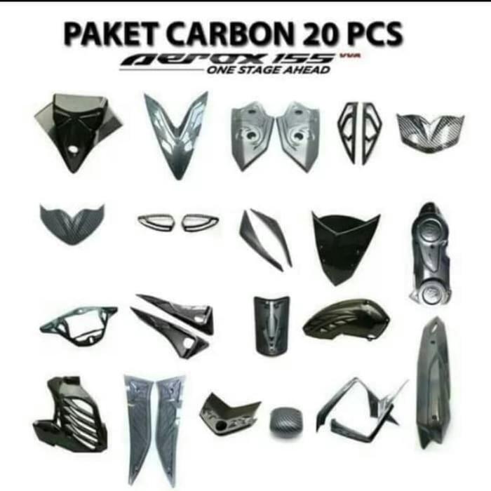 Jual COVER BODY KIT AEROX 155 20 HITAM FULL KARBON /PAKET KOMPLIT AEROX ...