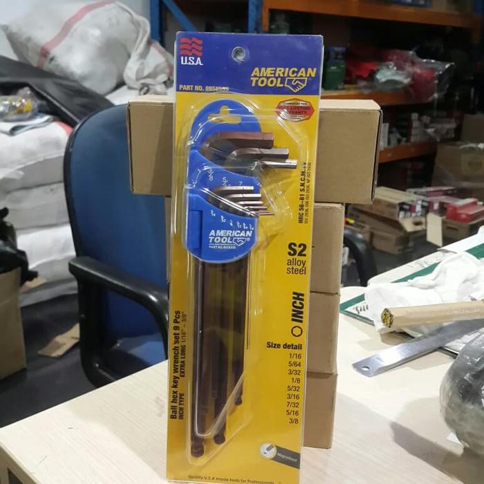 Jual Kunci L Set inchi Extra Long BALL HEX KEY 9Pcs AMERICAN TOOL ...