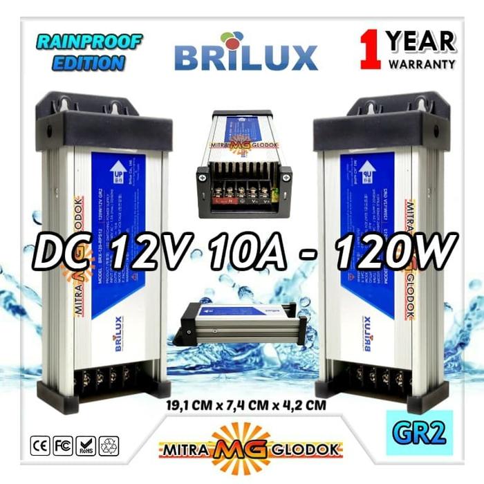 Jual BRILUX OUTDOOR RAINPROOF POWER SUPPLY TRAFO DC 12V 10A 120W - GR2 ...