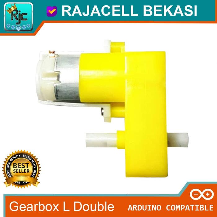 Jual Motor DC Gearbox L Shape Double Shaft gear box robot smart car ...