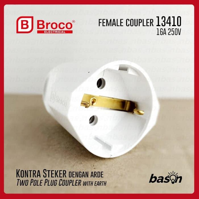 Promo BROCO 13410 STD 2Pole Plug Coupler 16A 250V White - Kontra Steker ...
