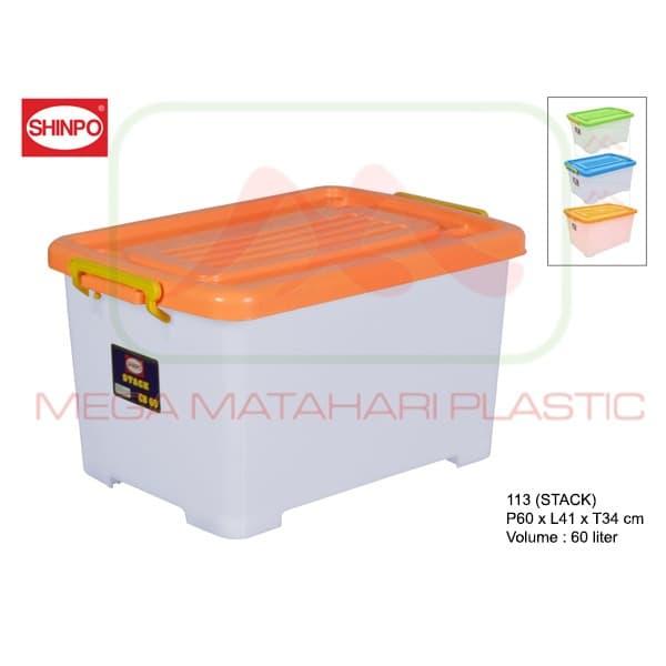 Jual Container Box Stack 113 CB60 Shinpo (Dengan Roda) - Biru - Jakarta ...