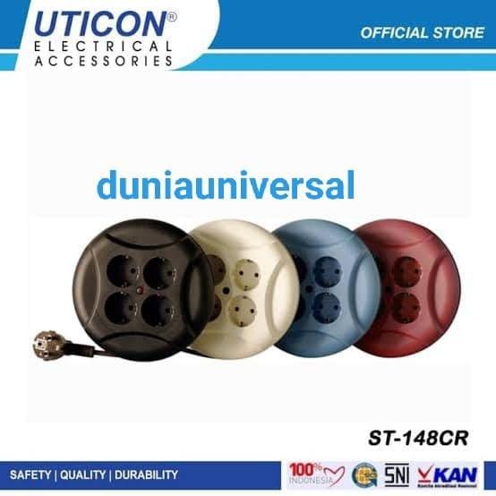 Jual UTICON KABEL ROLL 4 M ST-148 CR STOP KONTAK COLOKAN 4 LUBANG ...