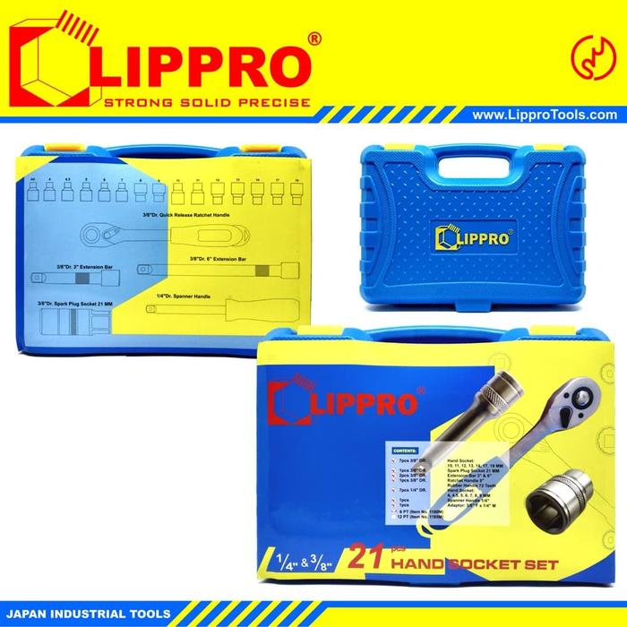 Jual LIPPRO KUNCI SOK SET 21 PCS 6 PT BOX PLASTIK 1-4 & 3-8 DR SOCKET ...