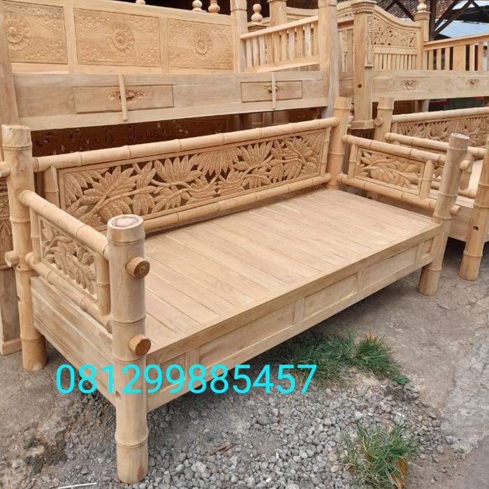 Jual Kursi Teras Jati Bangku Panjang Ukir Ukiran Bambu Minimalis Daybed ...