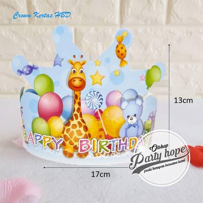 Jual Topi ulang tahun anak / topi happy birthday bentuk mahkota motif A ...
