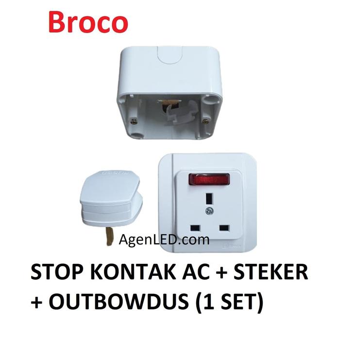 Jual BROCO Galleo Stop Kontak AC Steker outbow galeo putih OB G155 1 ...