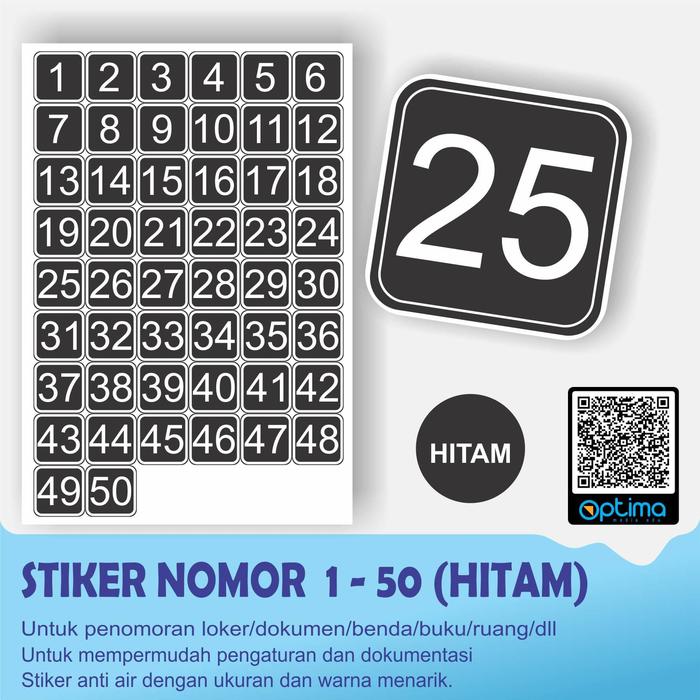 Jual STIKER NOMOR 1 - 50 HITAM (UNTUK LOKER, BENDA, DLL) - Kab. Klaten ...