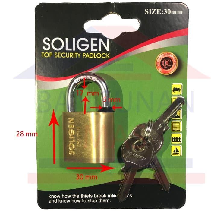 Jual Gembok Soligen Per 30 mm Pendek Kuningan Gembok Koper GEMBOK ...
