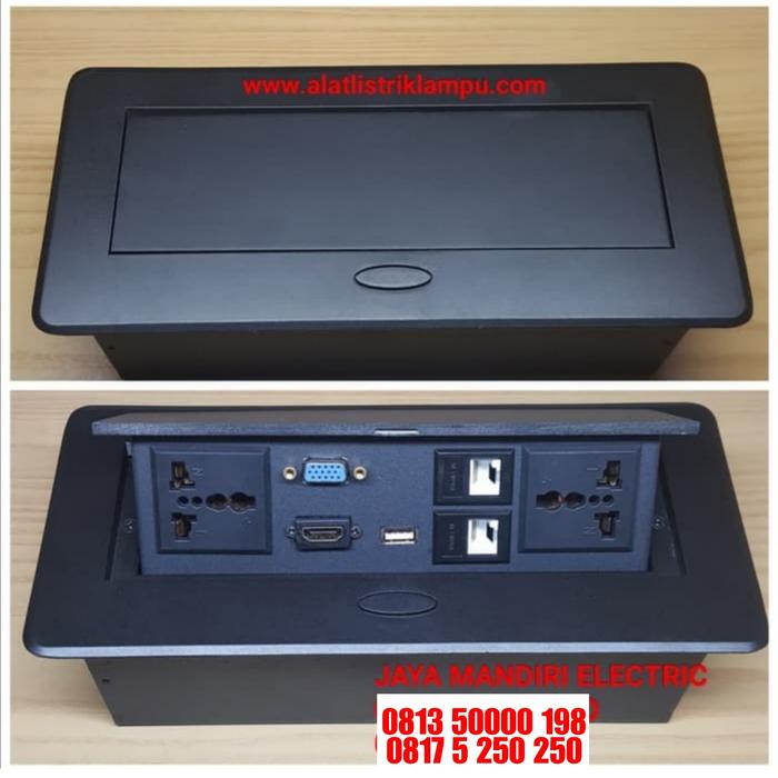 Jual stopkontak meja meeting / flip up / pop up table socket hitam ...