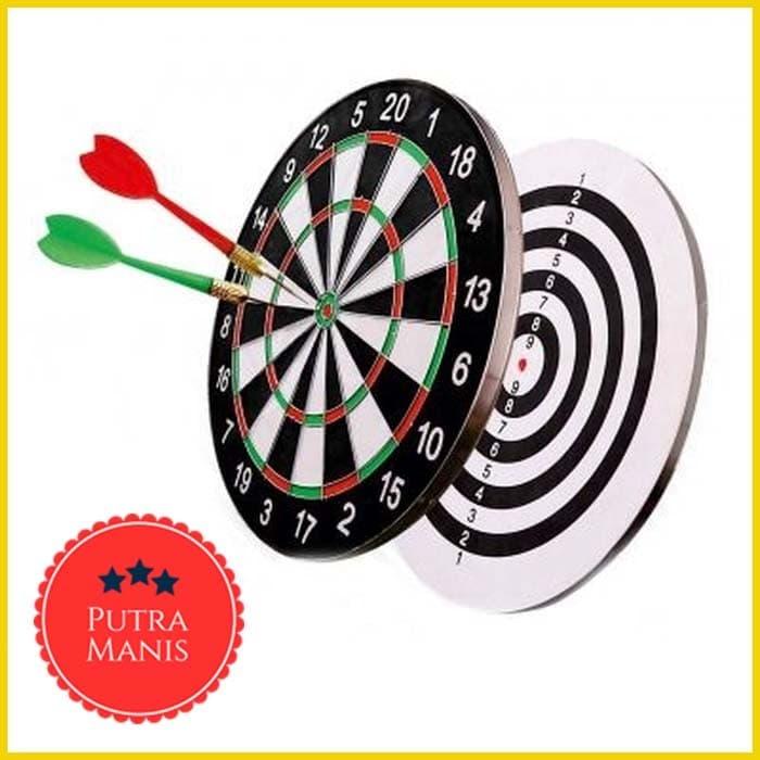 Jual Paket Papan Dart Board Mainan Lempar Panah 2 Sisi Darts 17 Inc ...