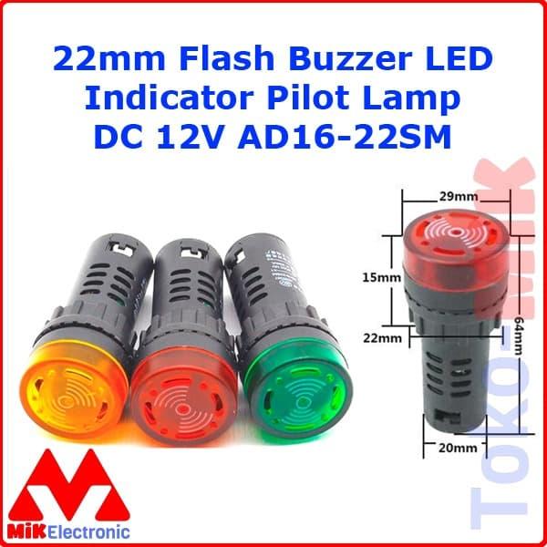 Jual AD16-22SM FLASH BUZZER 12V DC/AC LED LIGHT PILOT LAMP ALARM SIGNAL - Merah - Jakarta Barat ...