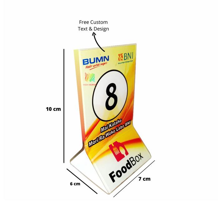 Jual (CUSTOM) FULL WARNA Akrilik Nomor Meja / Table Number / Standing ...