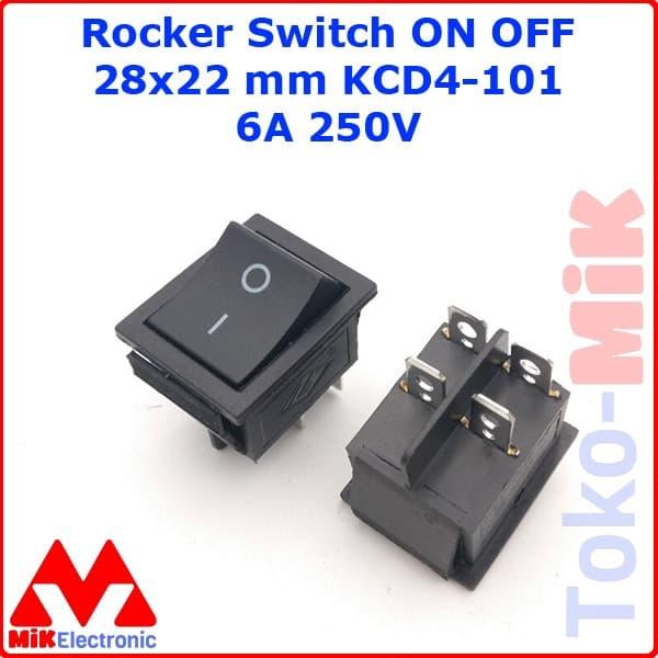Jual ROCKER SWITCH TOMBOL SAKLAR ON OFF 4 PIN 28X22 28*22 MM 6A 250V ...