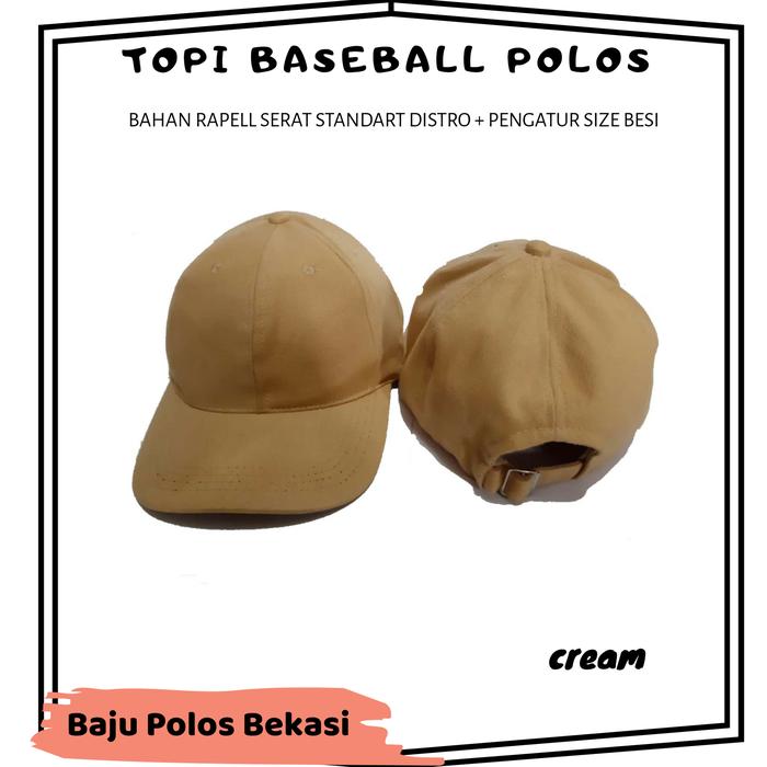 Bahan Polosan Memes Topi Baseball Caps Polos Cream Hitam