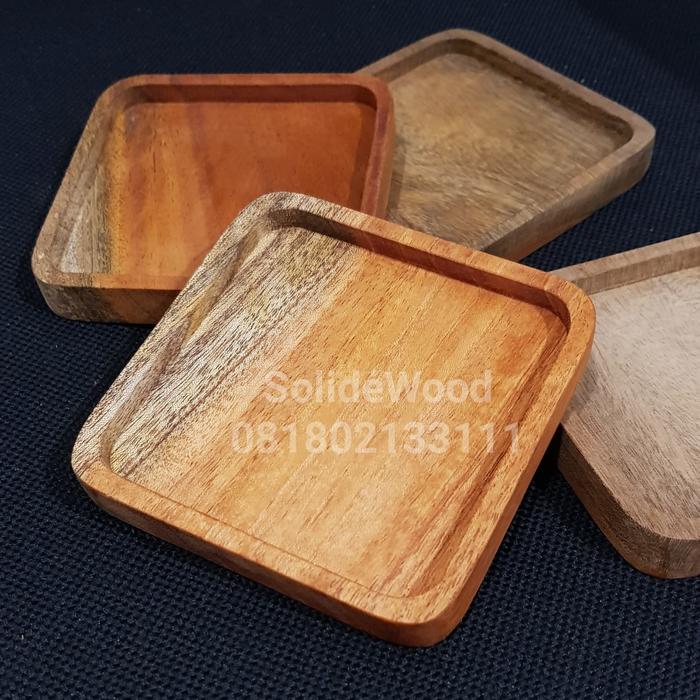 Jual wood coaster / tatakan gelas kayu RUSTIC grade ukuran 10 cm x 10cm ...