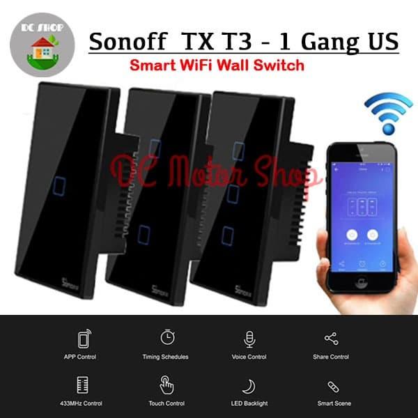 Jual SONOFF Touch TX T3 US-1Gang Wi-Fi & RF 433Mhz Wall Touch Smart ...