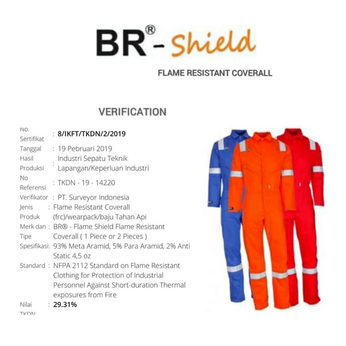 Jual WEARPACK ANTI API BR SHIELD % ORIGINAL NFPA FR 2112-2012 EDITION ...